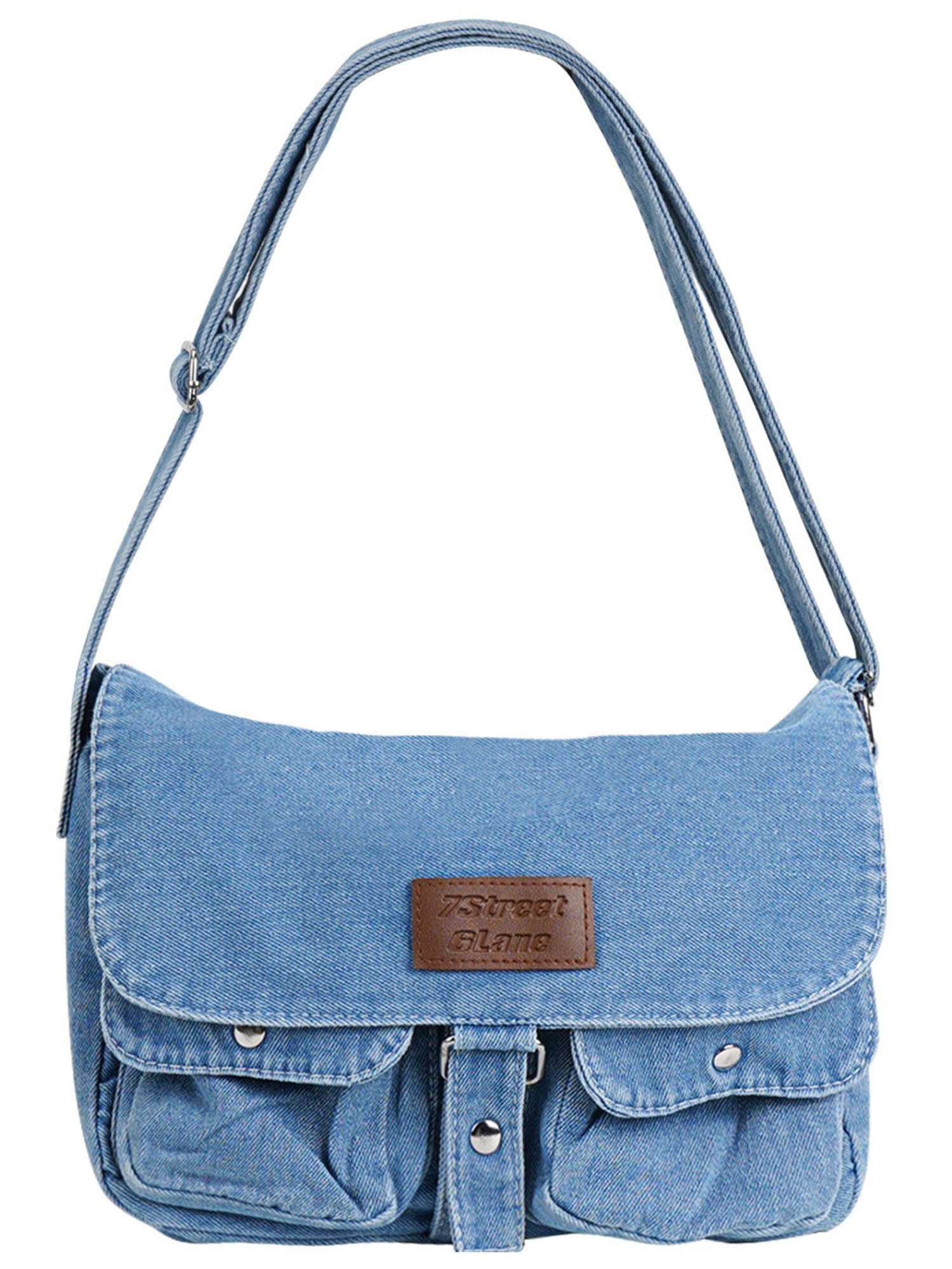 Deago Denim Shoulder Bag Casual Style Lightweight Retro Travel Shopper ...