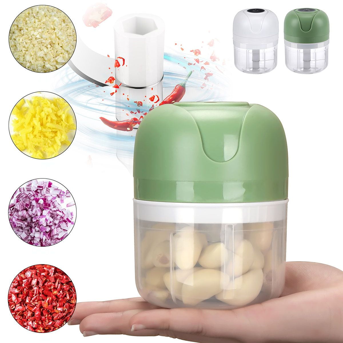 Deago Electric Mini Garlic Chopper Portable Cordless Food Processor Vegetable Chopper Onion ...