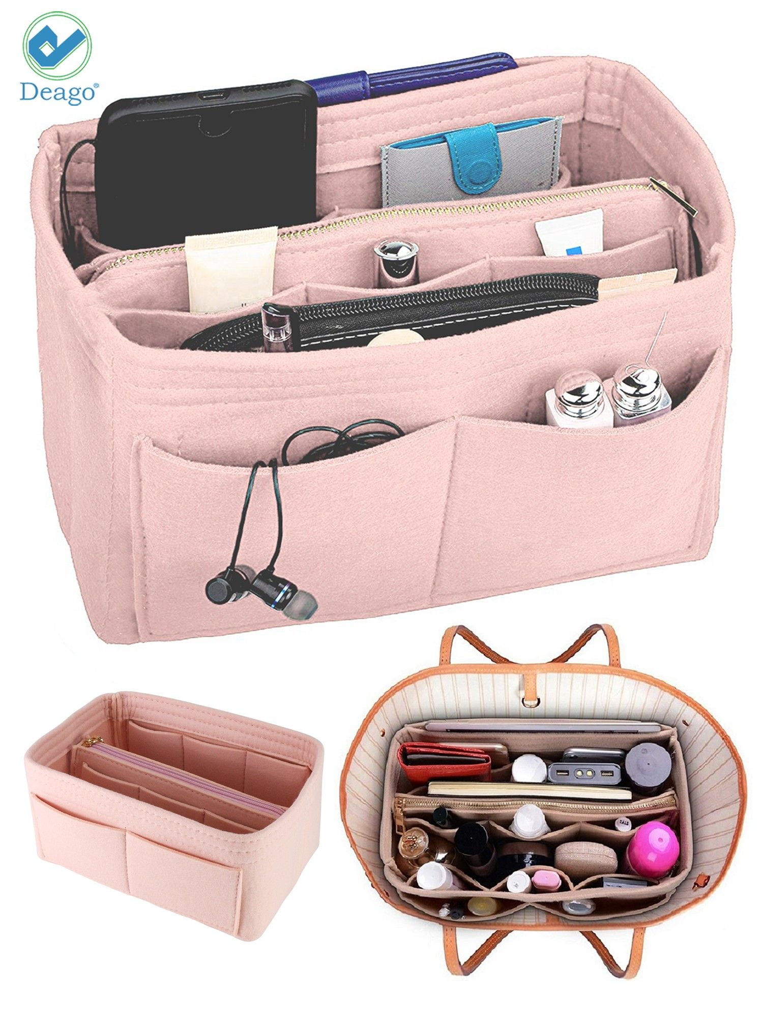 Deago Felt Insert Bag Organizer Bag in Bag with Zipper Inner Pocket for ...