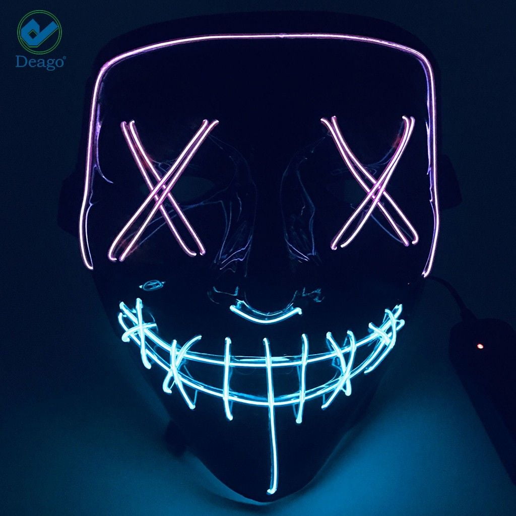Deago Halloween Mask LED Light Up EL Wire Cosplay Glowing Mask The ...
