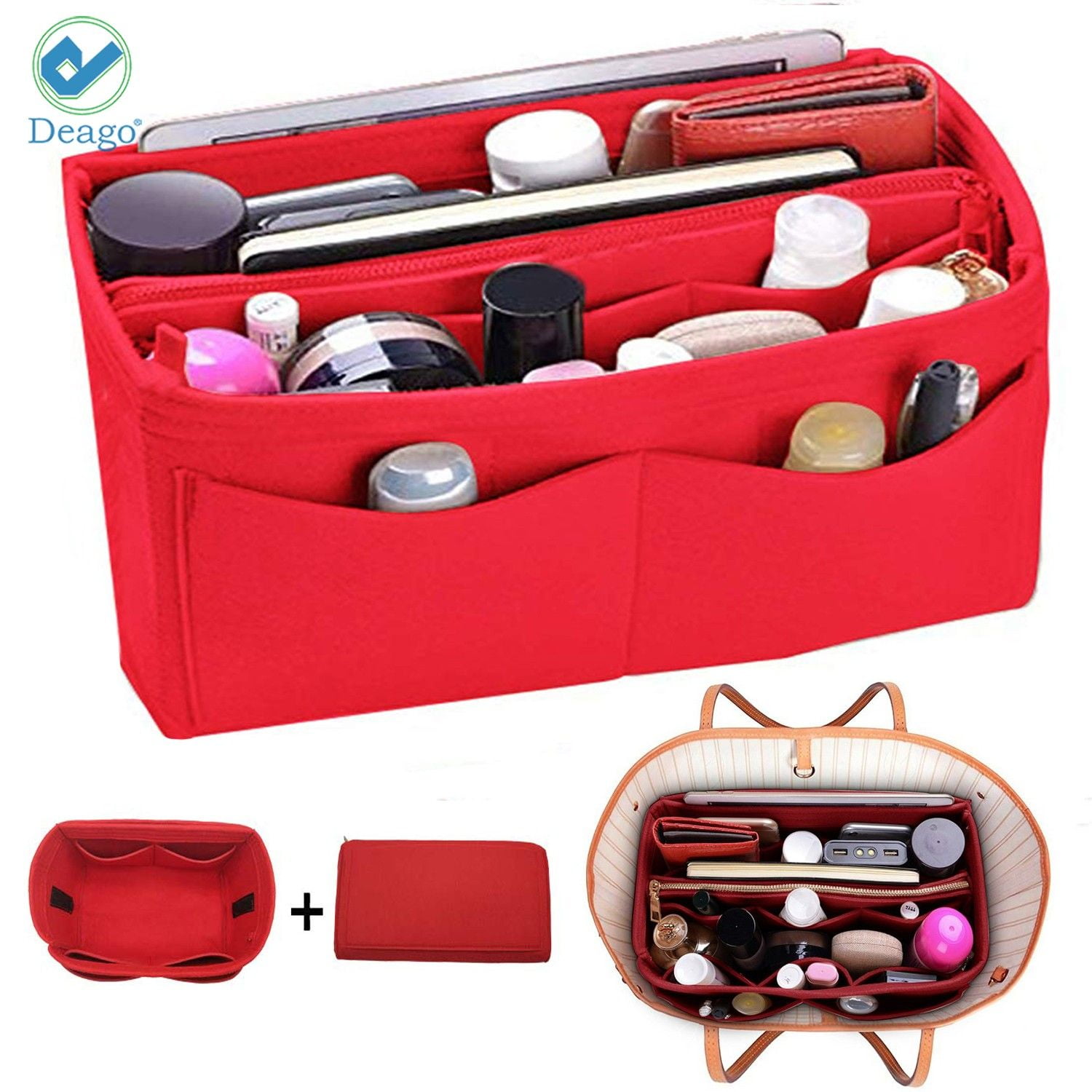 Deago Handbag Organizer Felt Insert Bag in Bag with Zipper Purse Tote ... Deago Handbag Organizer Felt Insert Bag in Bag with Zipper Purse Tote ...