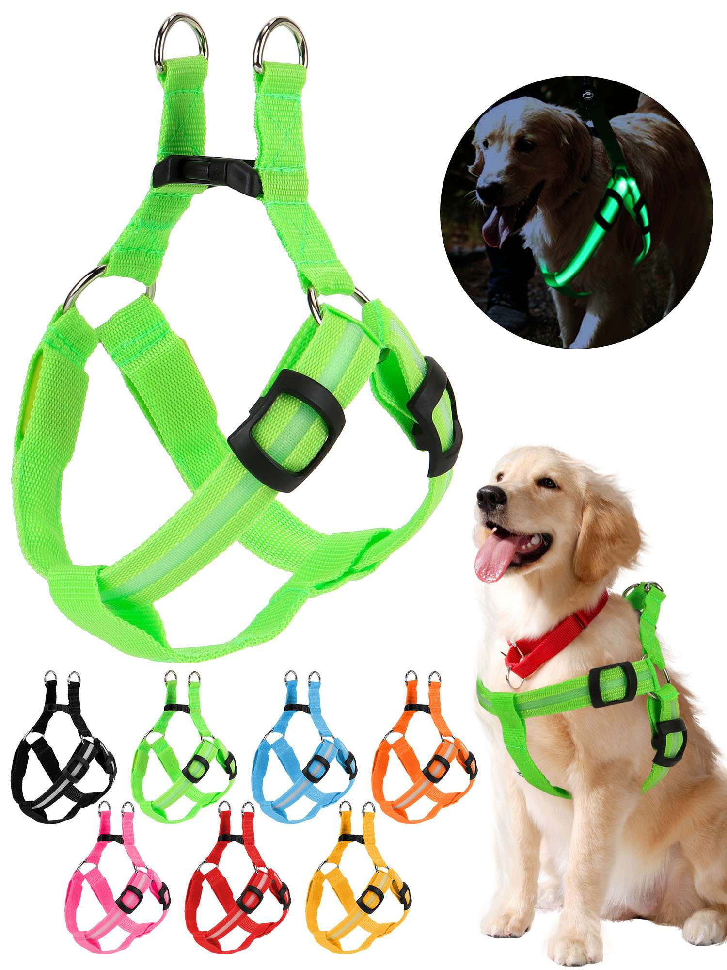 Deago LED Dog Harness No Pull Easy Control Light Up Dog Vest Harness ...