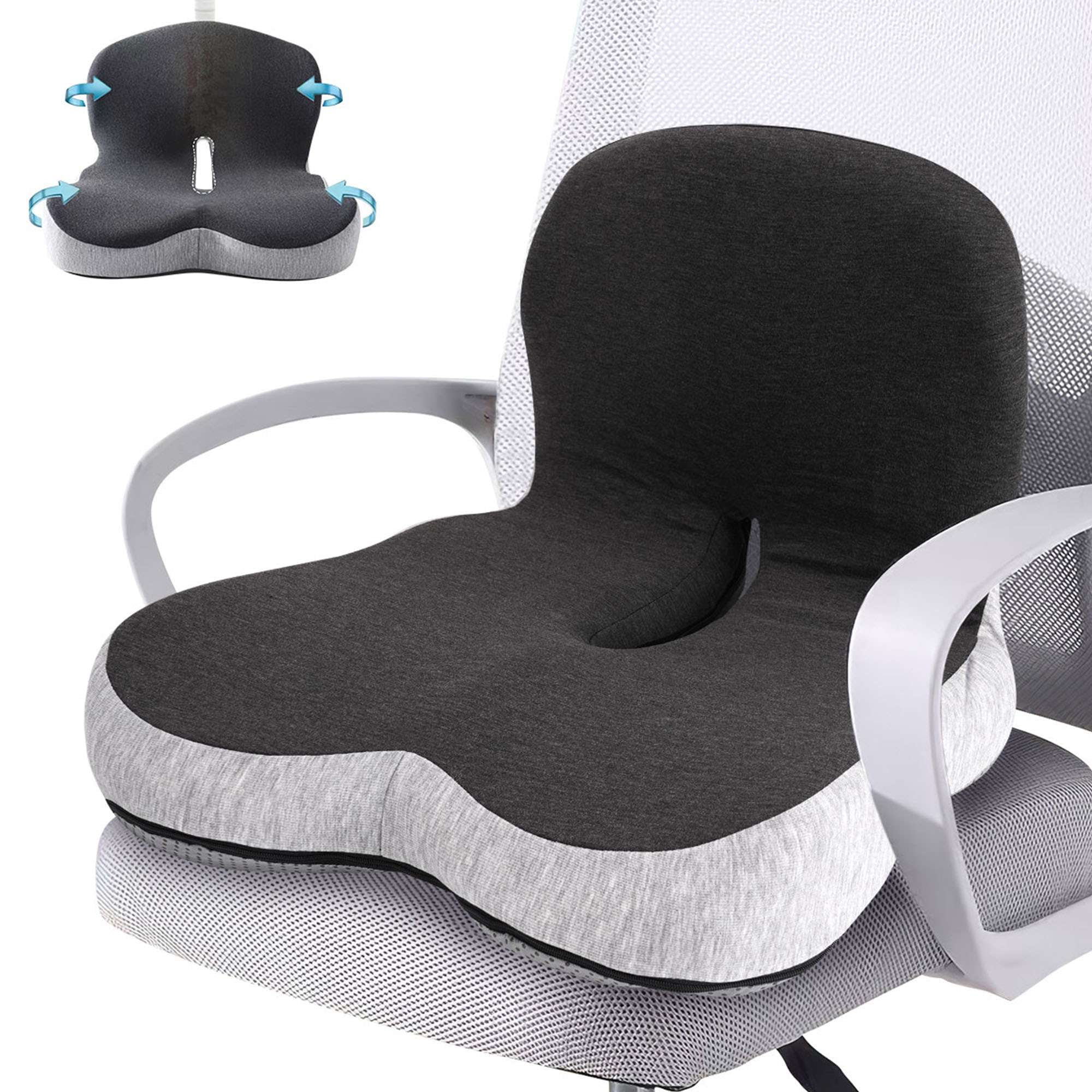 Deago Memory Foam Seat Cushion Lumbar Support Pillow for Sciatica ...