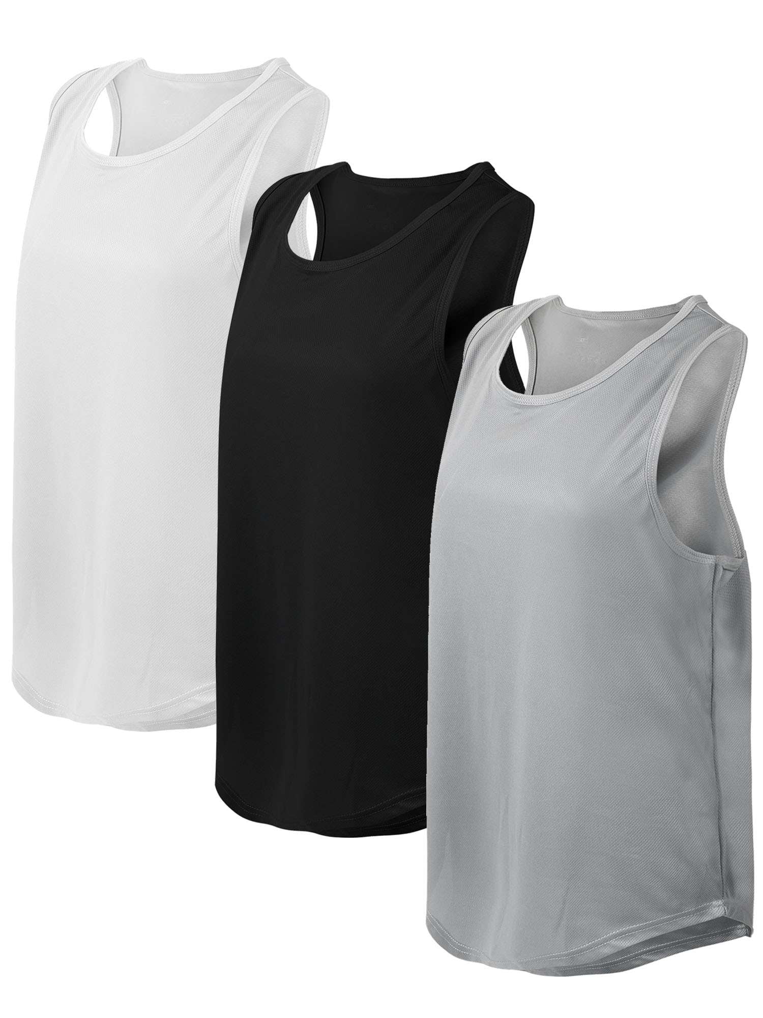 Deago Men's 3 Pack Quick Dry Workout Tank Top Gym Muscle Tee Fitness ...