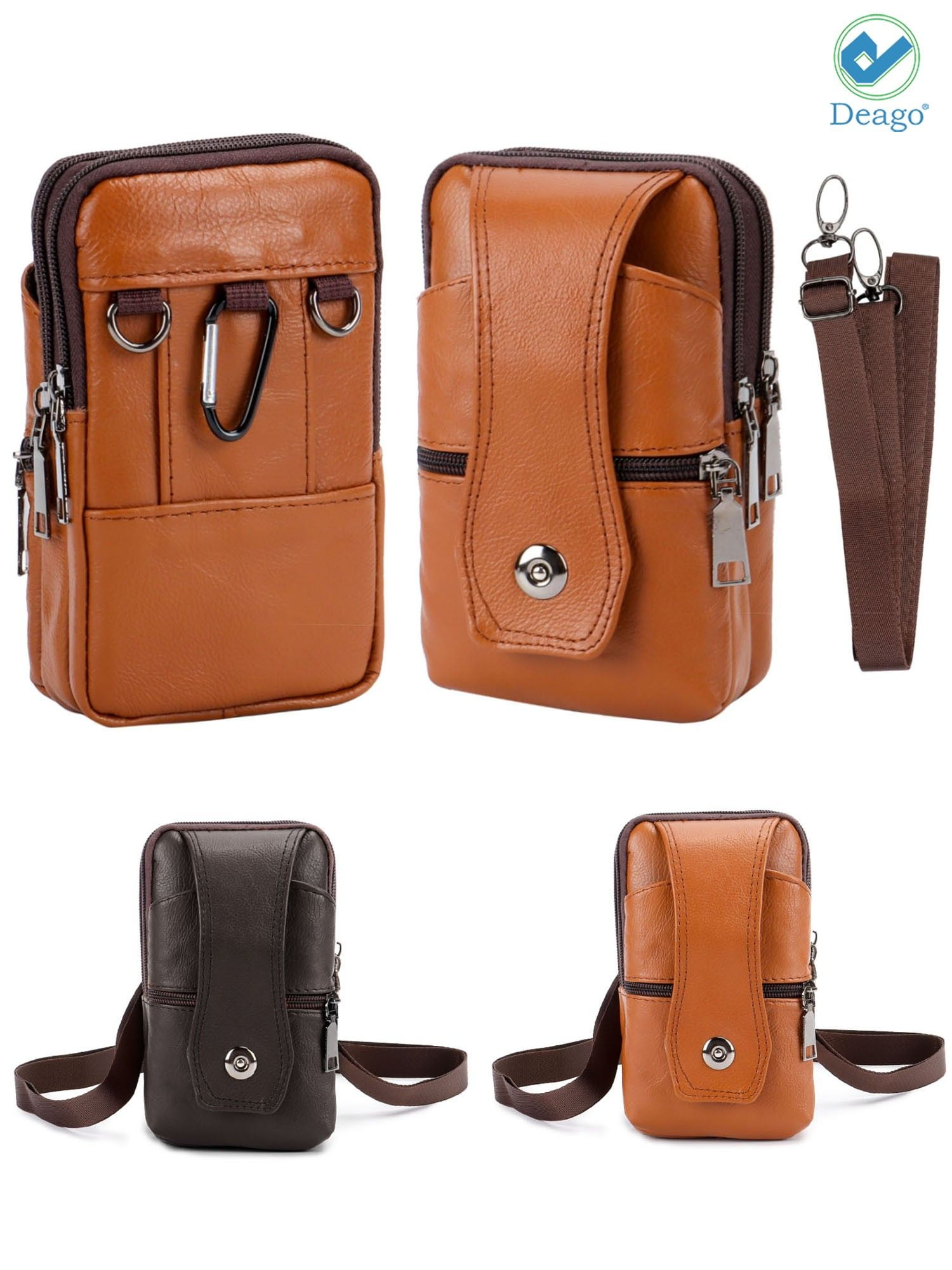 Deago Men's Leather Cell Phone Purse Holster Case with Belt Clip ...