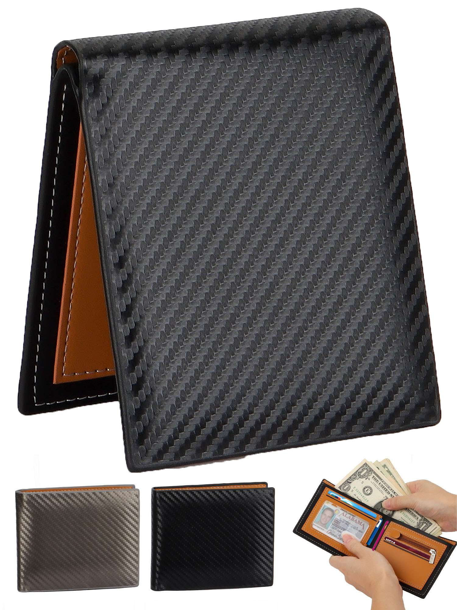 Deago Mens Slim Leather Bifold Wallet Minimalist Thin Front Pocket ...