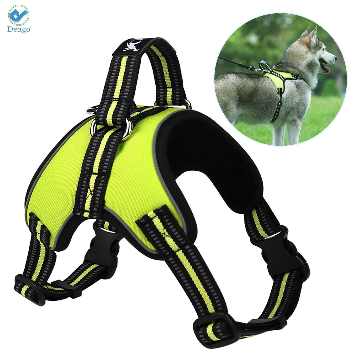 Deago No Pull Dog Harness Reflective Adjustable Outdoor Pet Collars ...