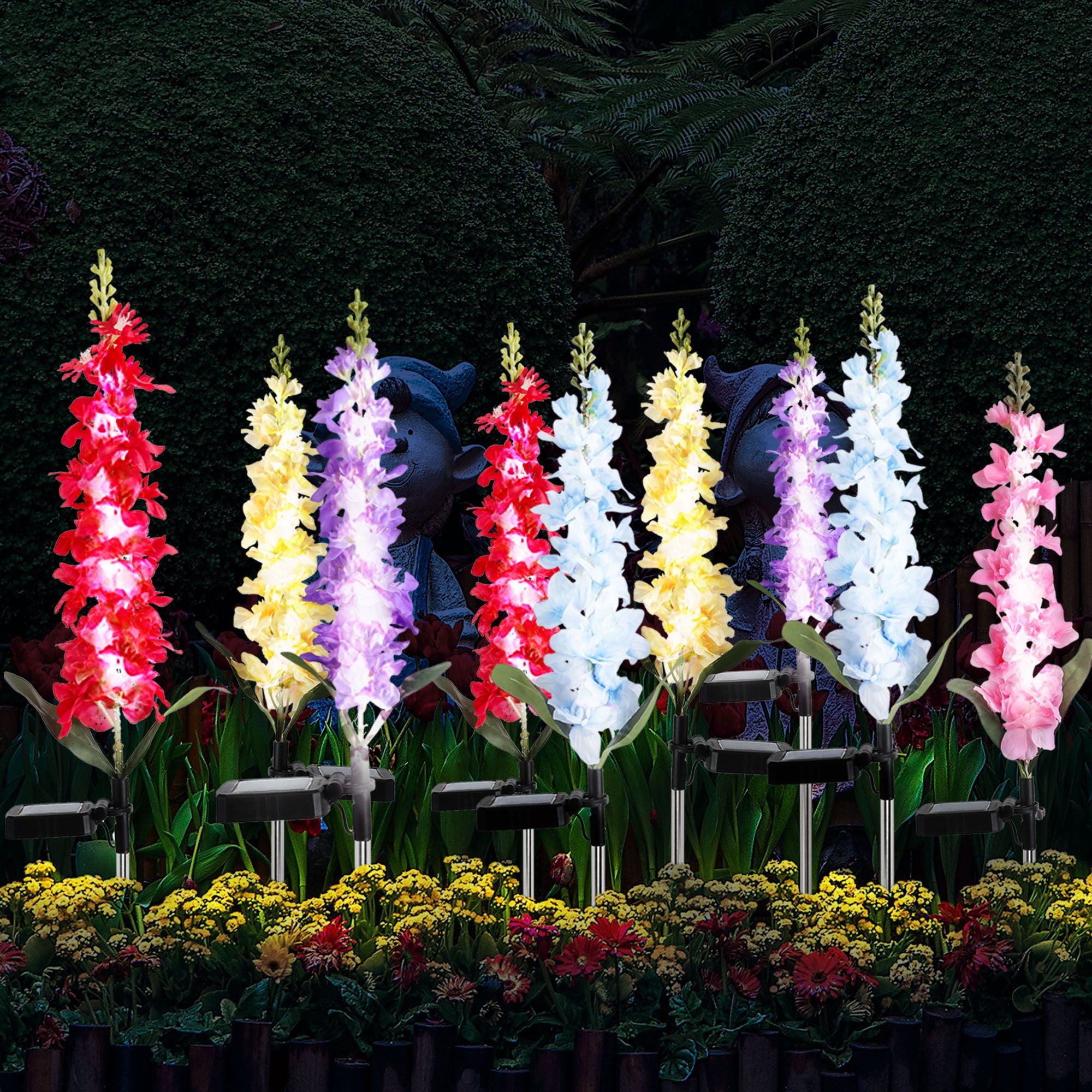 Deago Outdoor Solar Garden Lights-2 Pack Hyacinth Solar Flowers Lights ...