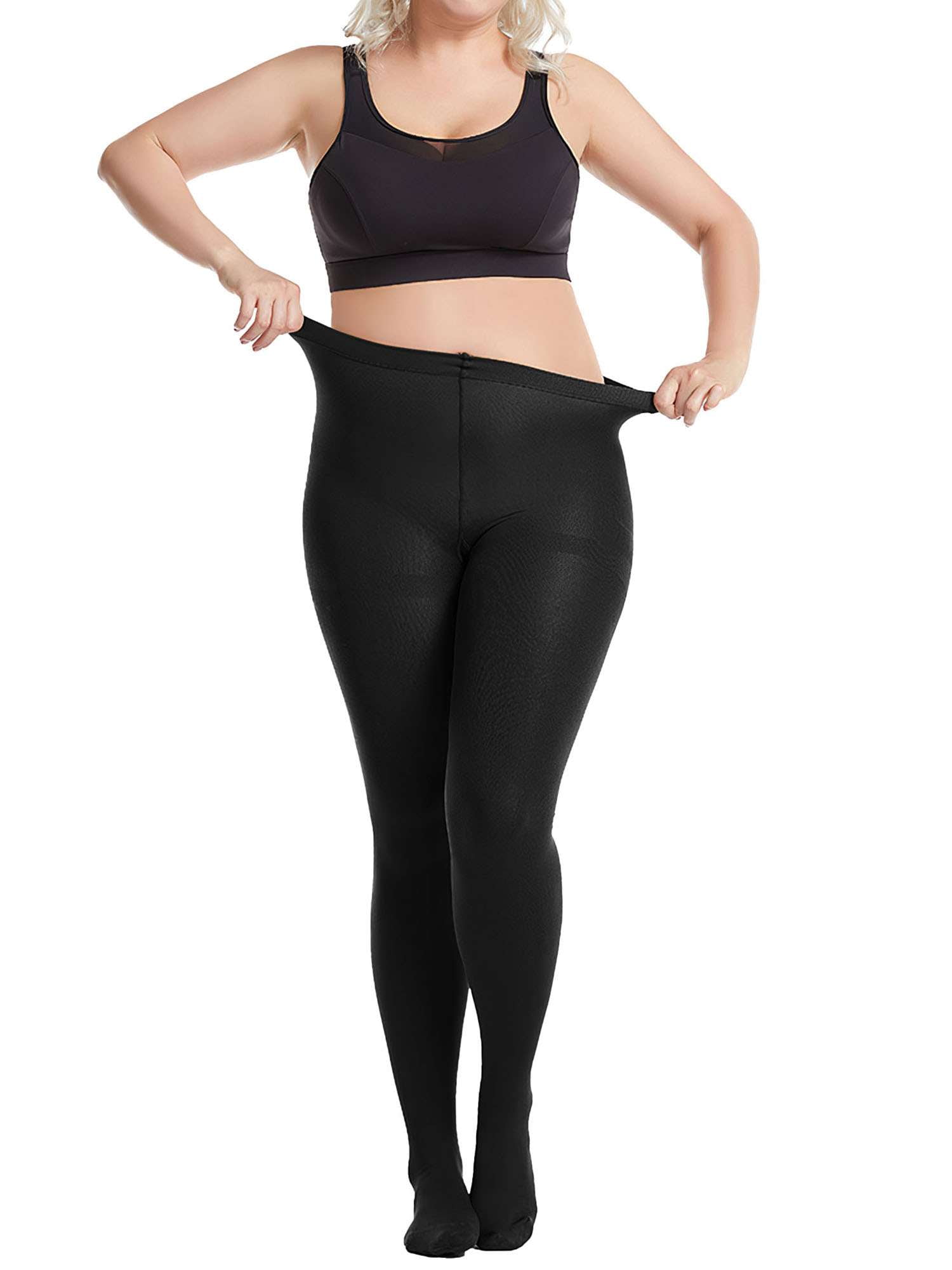 Deago Plus Size Fleece Lined Tights for Women Thermal Pantyhose Winter ...