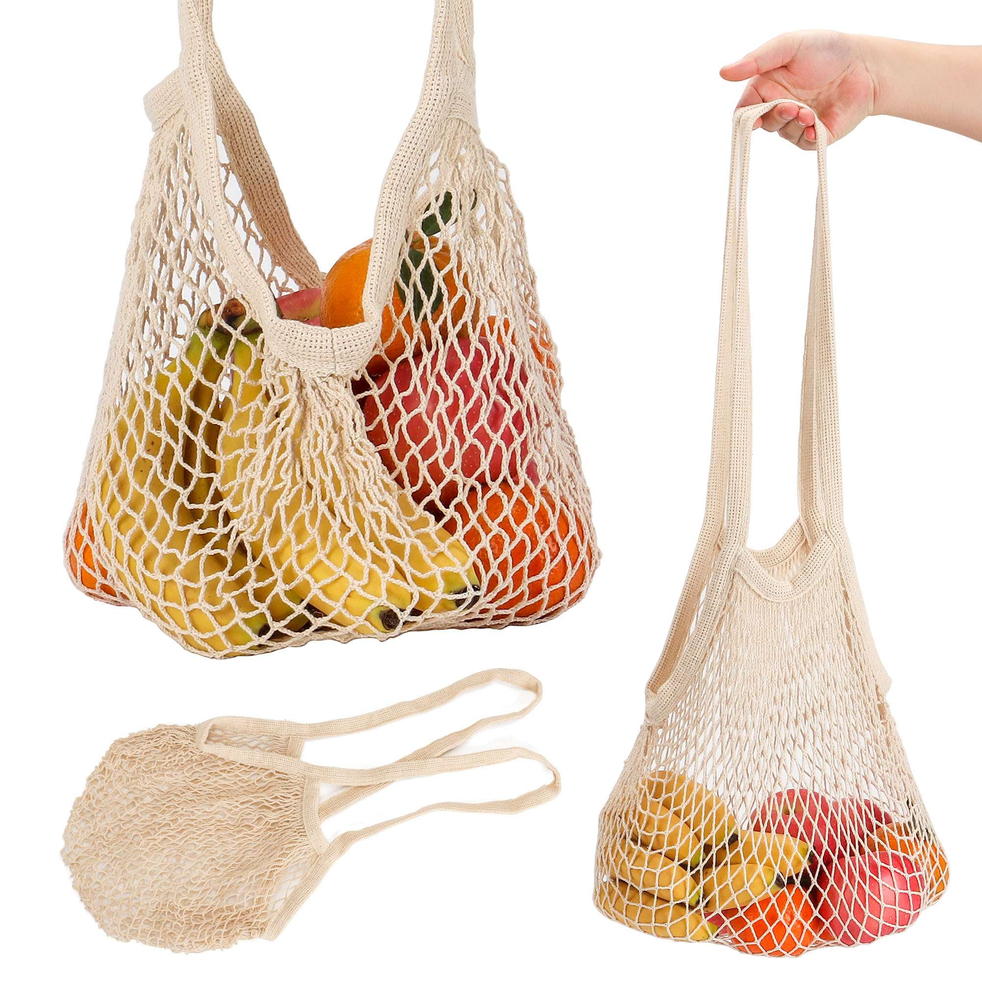 Deago Reusable Cotton Mesh Grocery Bags Cotton String Net Shopping Bags ...
