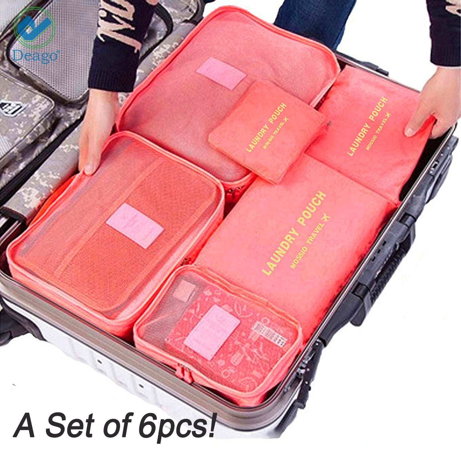 Deago Set of 6 Travel Storage Bags Clothing Sorting Packaging Cubes ...