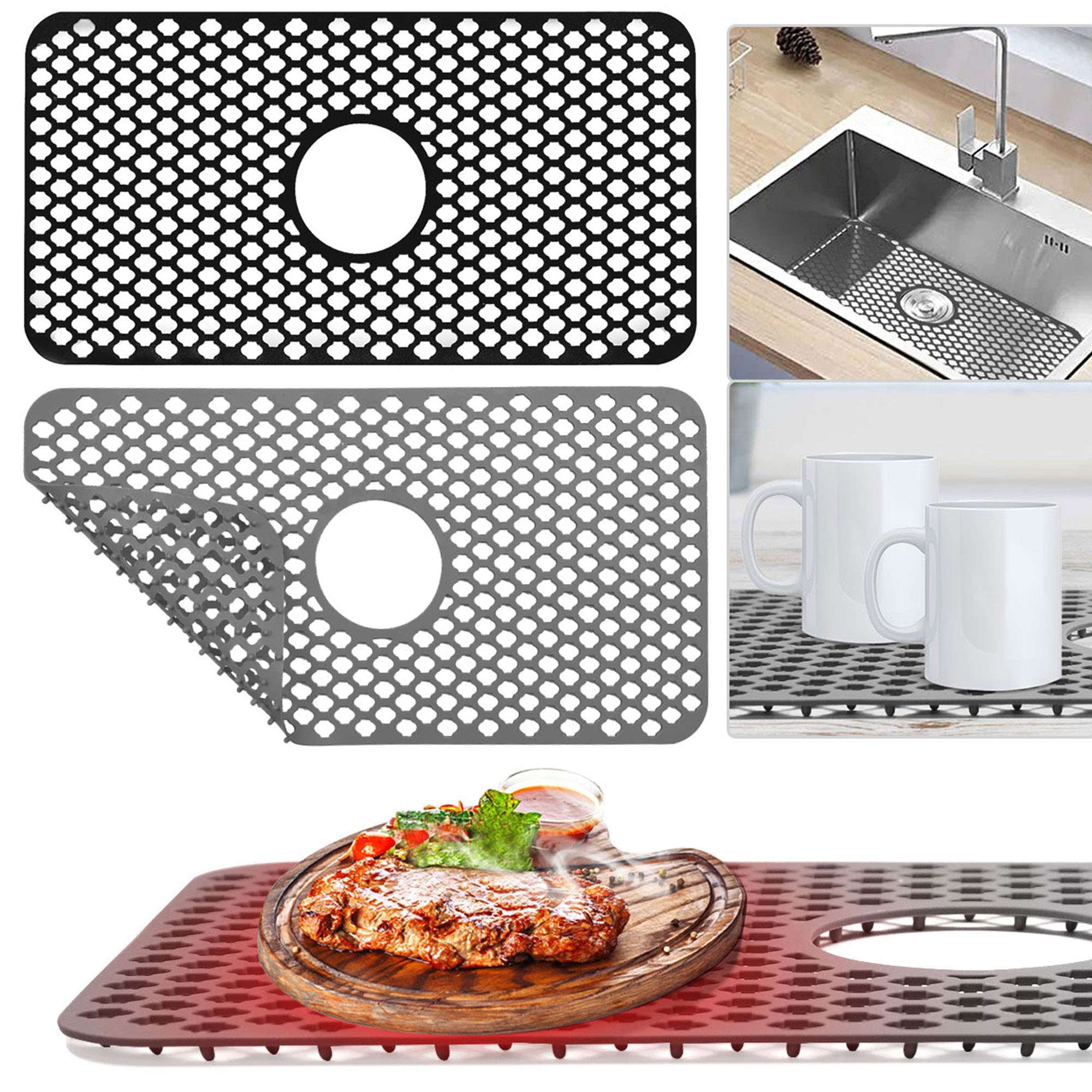 Deago Silicone Sink Mat 25"x13", Sink Protectors for Kitchen Sink, Sink ...