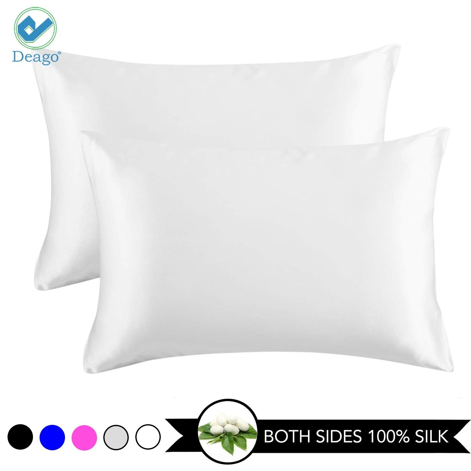 Deago Silk Pillowcases for Hair and Skin with Envelope Closure Pillow ...