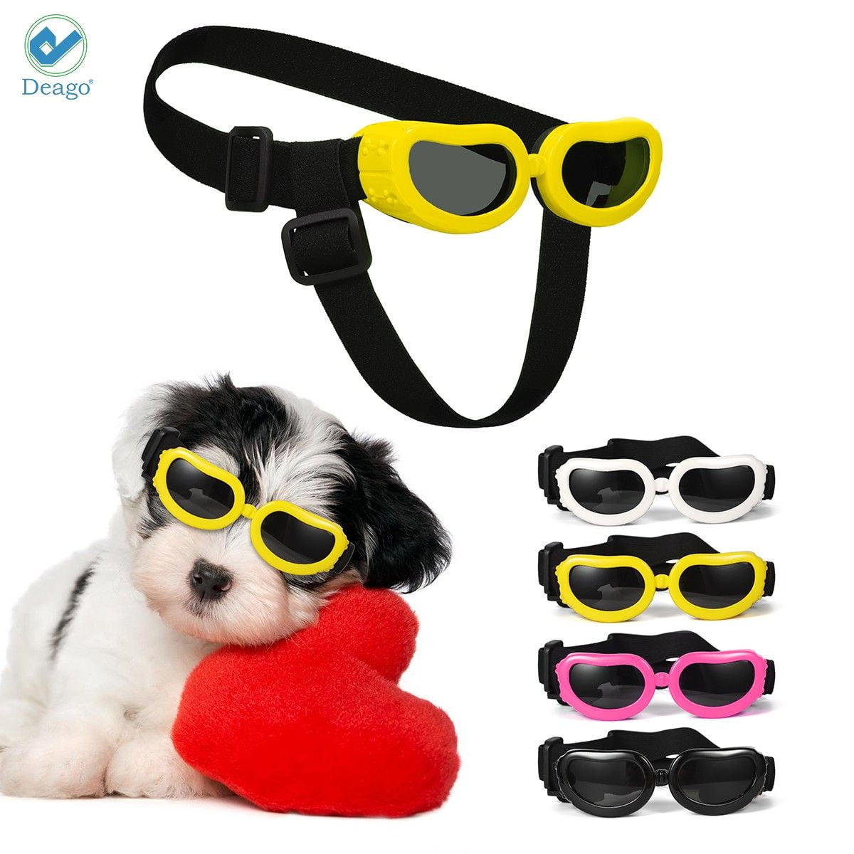 Deago Small Dog Goggles, UV Protection Sunglasses, Windproof Pet ...