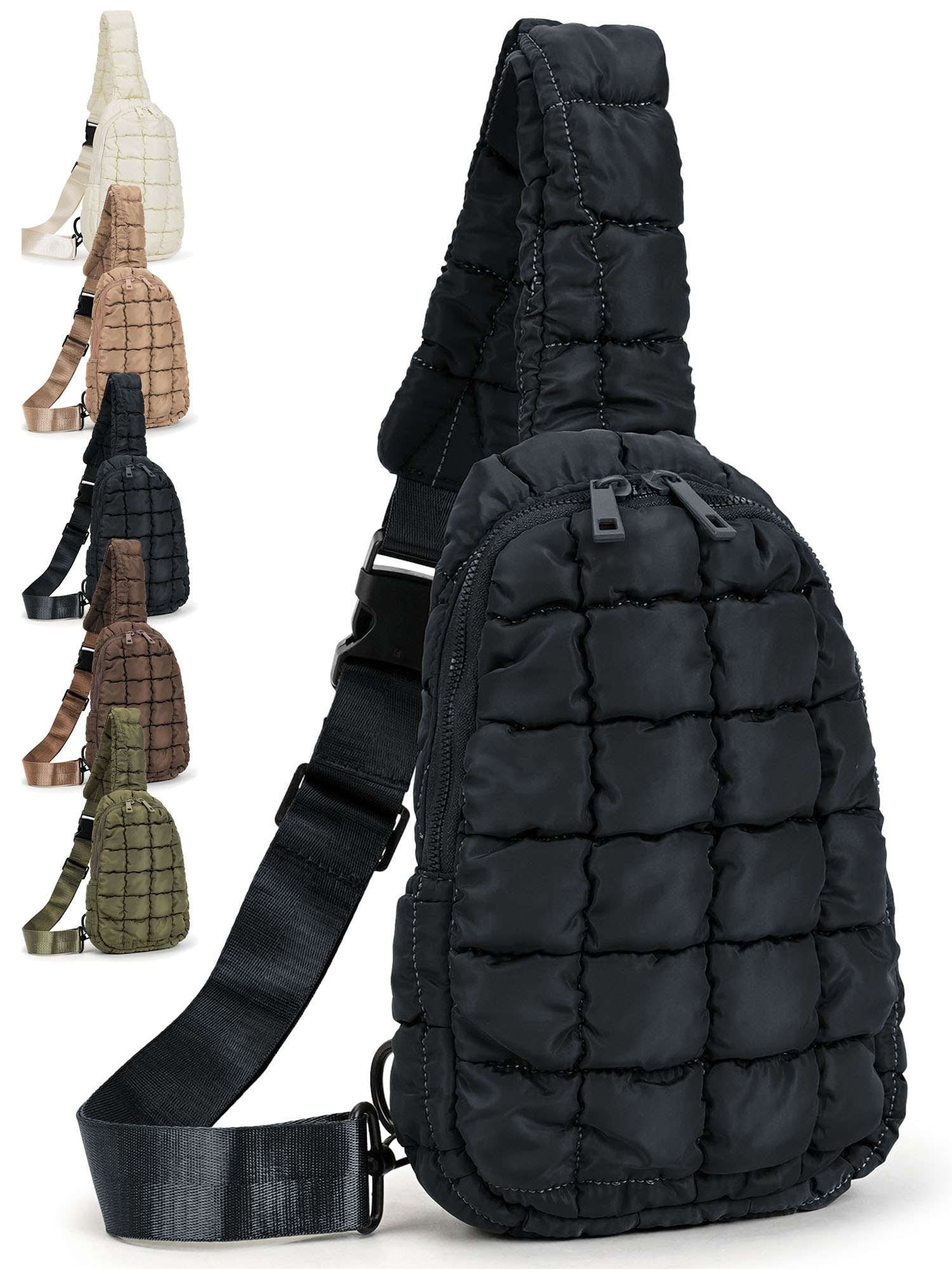 Deago Small Puffer Sling Bag for Women Quilted Fashion Waist Packs ...