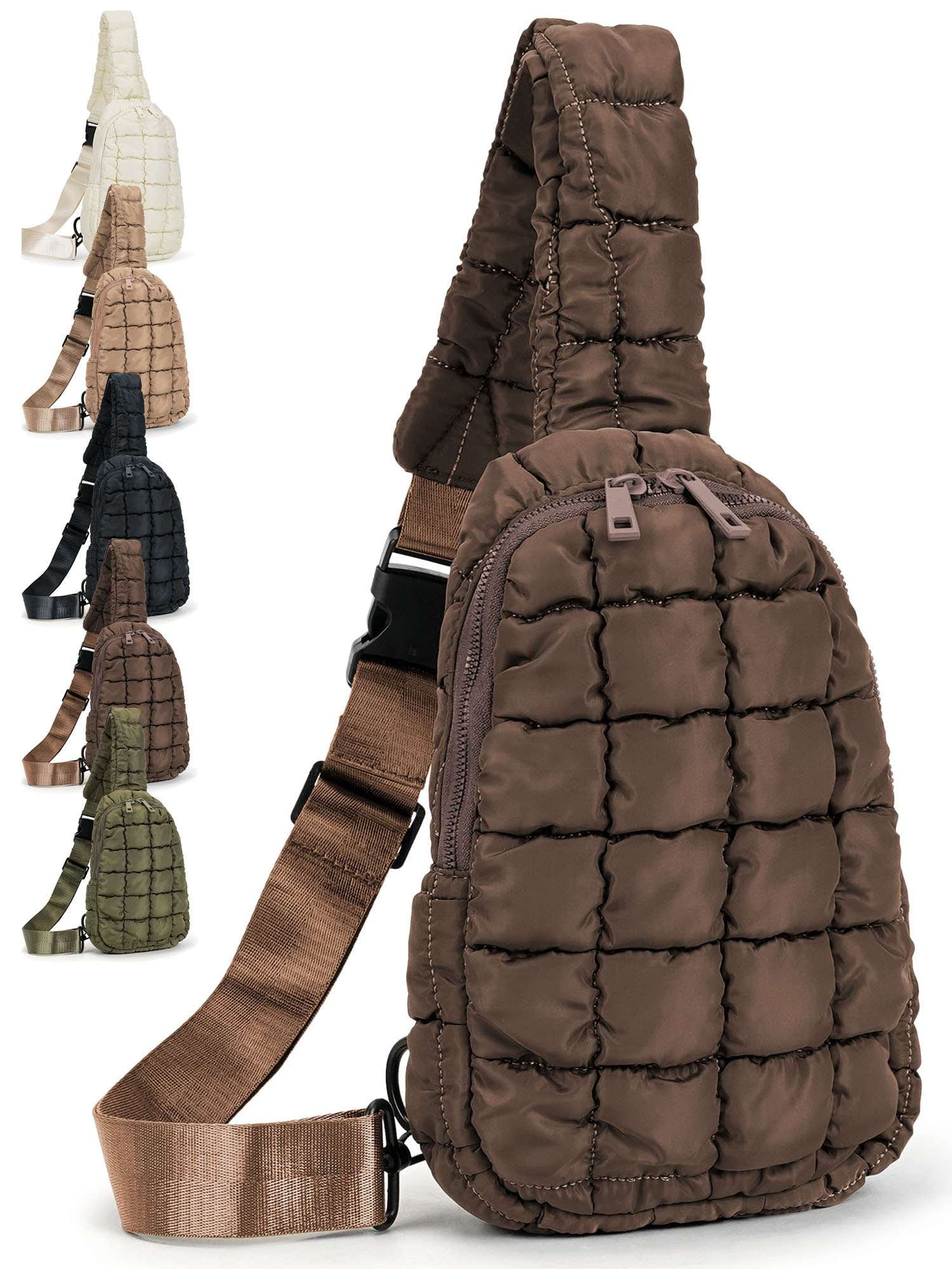 Deago Small Puffer Sling Bag for Women Quilted Fashion Waist Packs ...