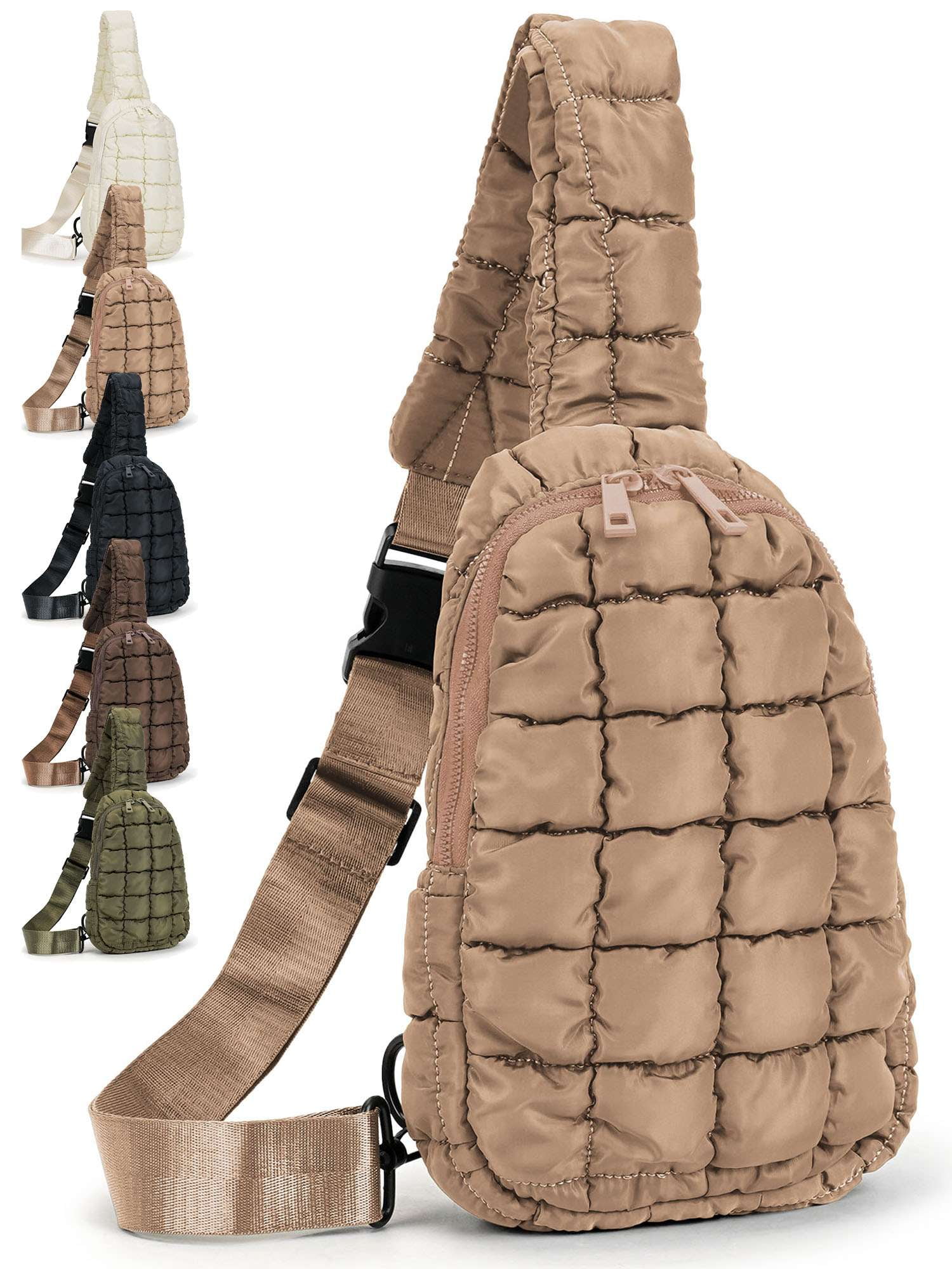 Deago Small Puffer Sling Bag for Women Quilted Fashion Waist Packs ...
