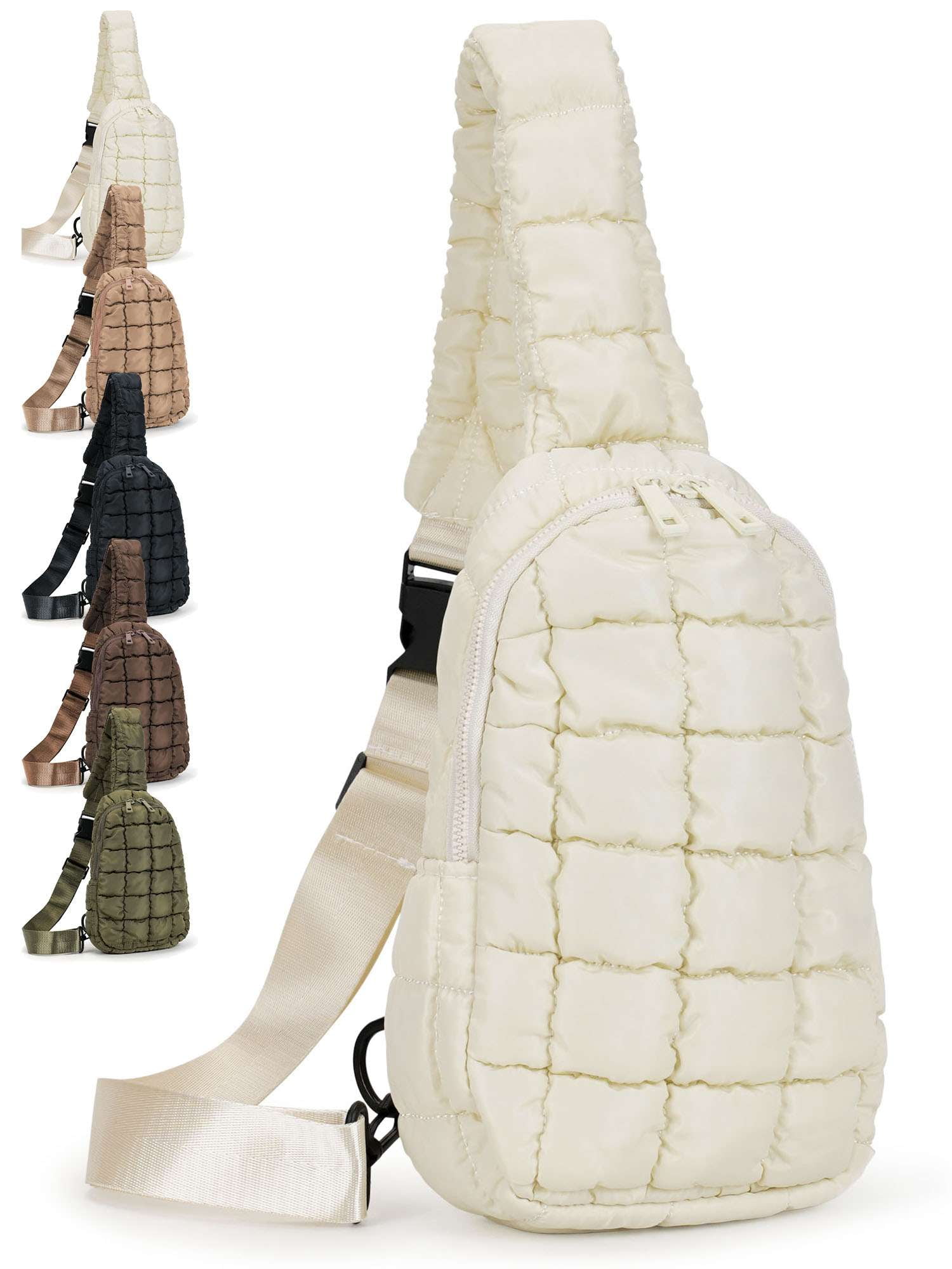 Deago Small Puffer Sling Bag for Women Quilted Fashion Waist Packs ...