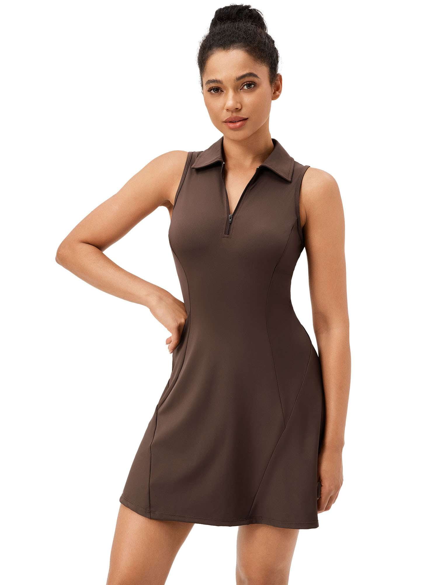 Deago Tennis Dress for Women Athletic Dress Zip Up Polo Sleeveless Golf ...