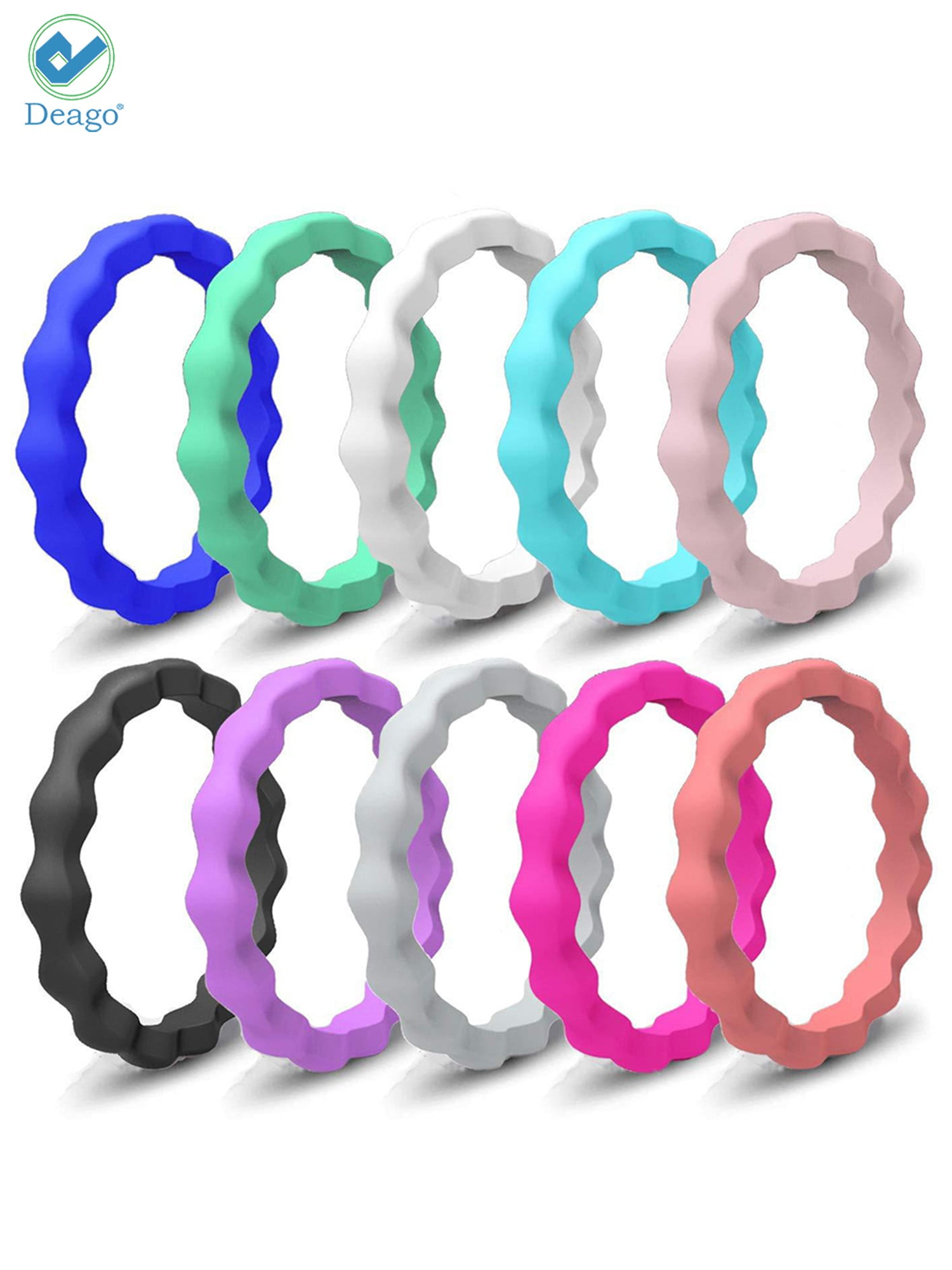 Deago Thin Slim and Stackable Silicone Rings Wedding Bands Engagement ...