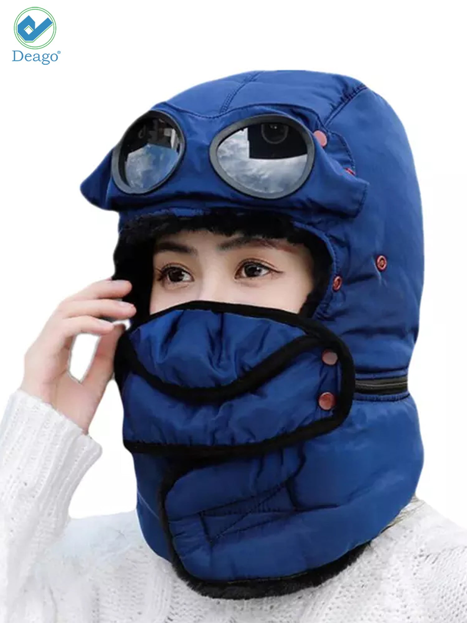 Deago Trooper Trapper Hat Winter Windproof Ski Hat with Glasses and ...