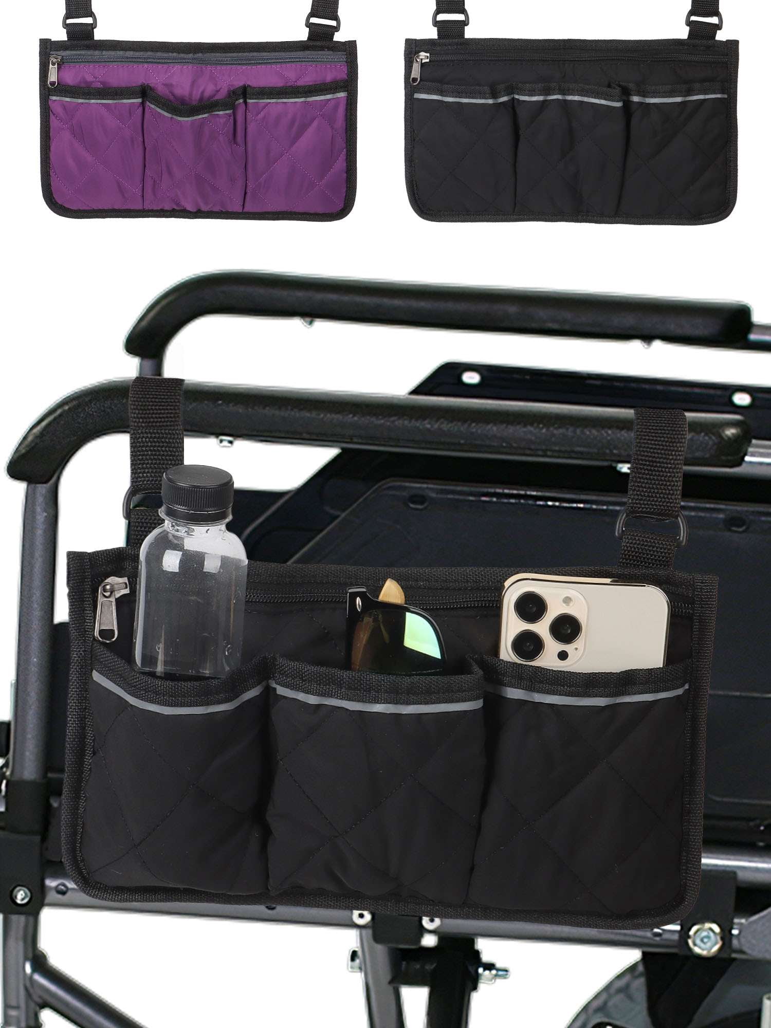 Deago Wheelchair Side Bag Walker Bag Rollator Universal Organizer ...