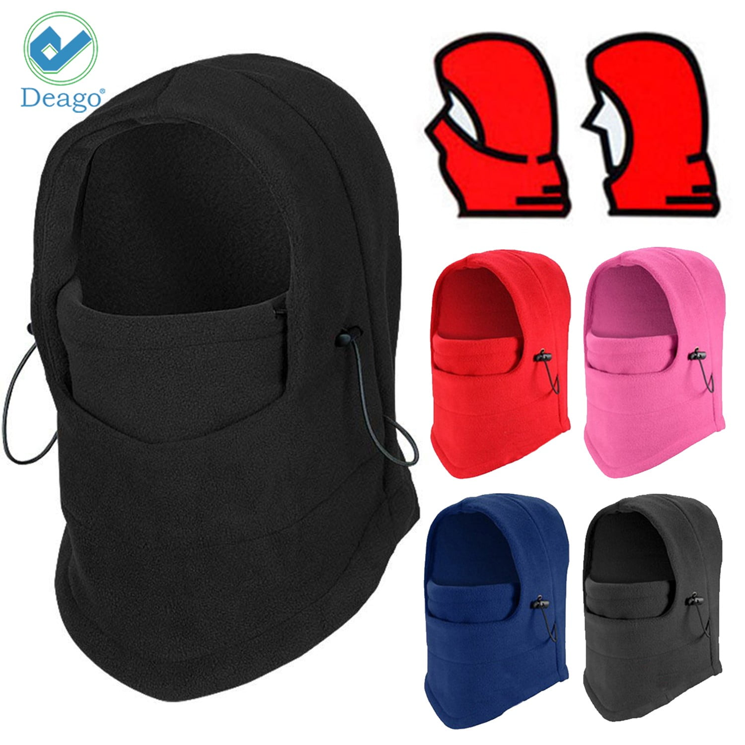 Deago Winter Hats Ski Mask Fleece Full Face for Outdoor Motorcycle ...