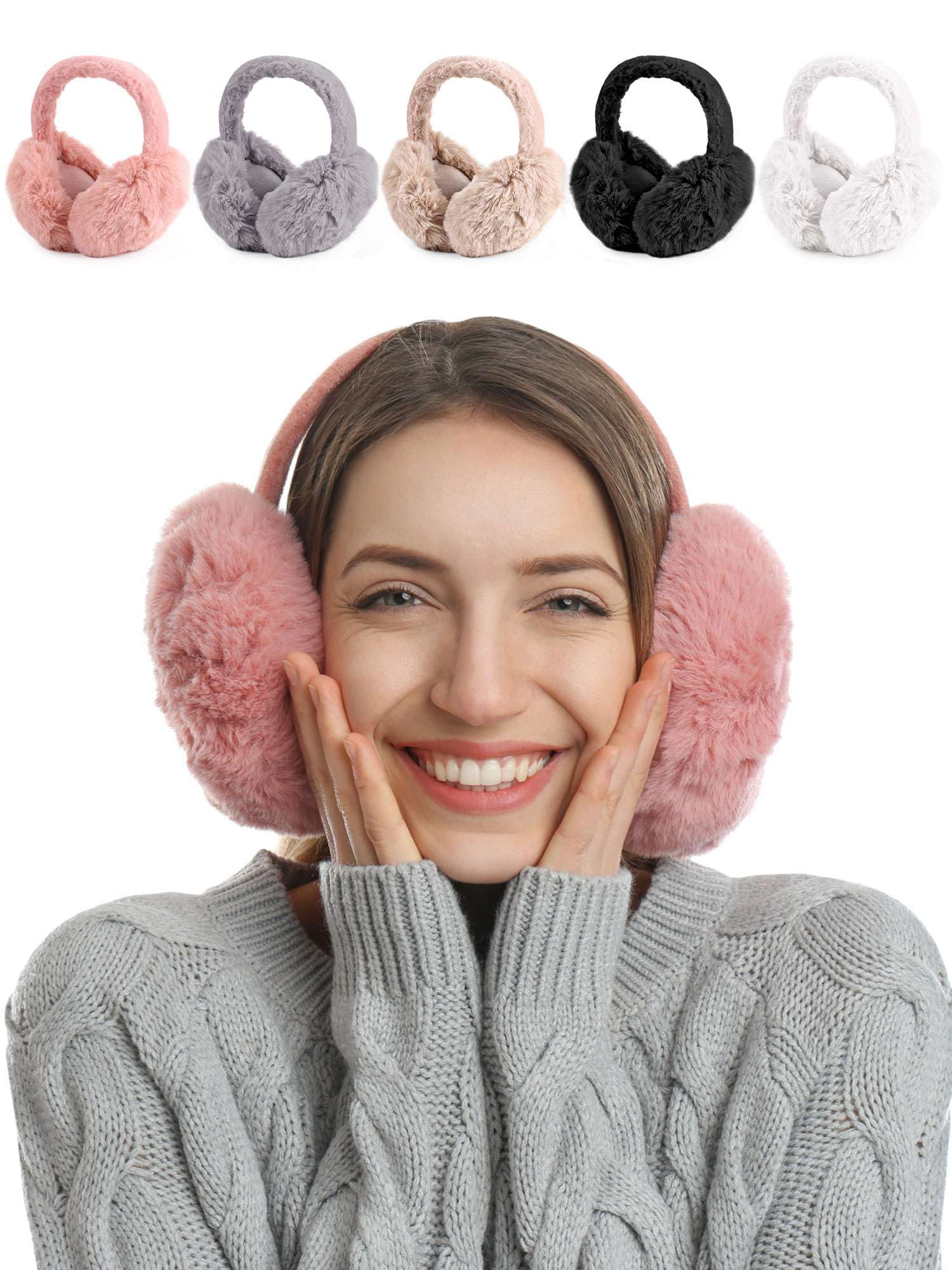 Deago Winter Plush Ear Muffs for Men and Women Cute Fluffy Earmuffs ...