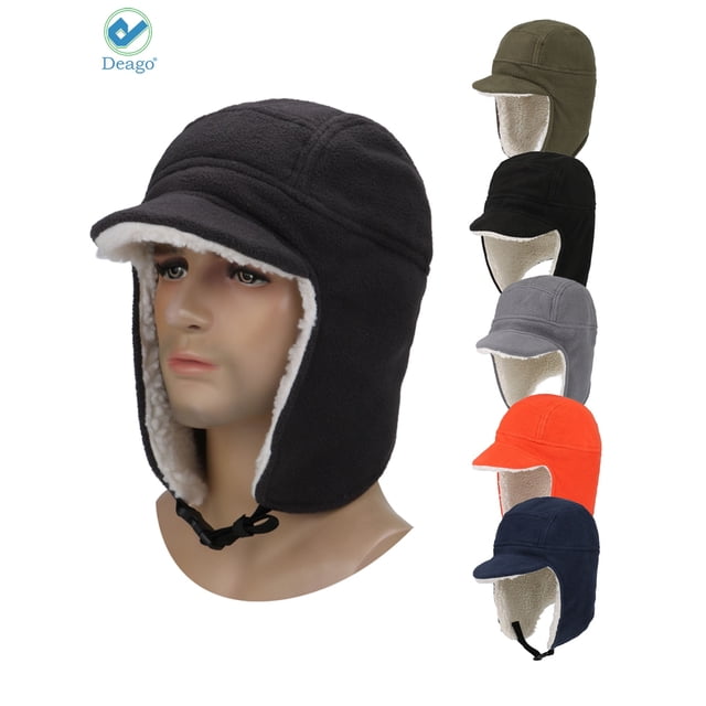 Deago Winter Trapper Hunting Hat with Visor Windproof Fleece Warm ...