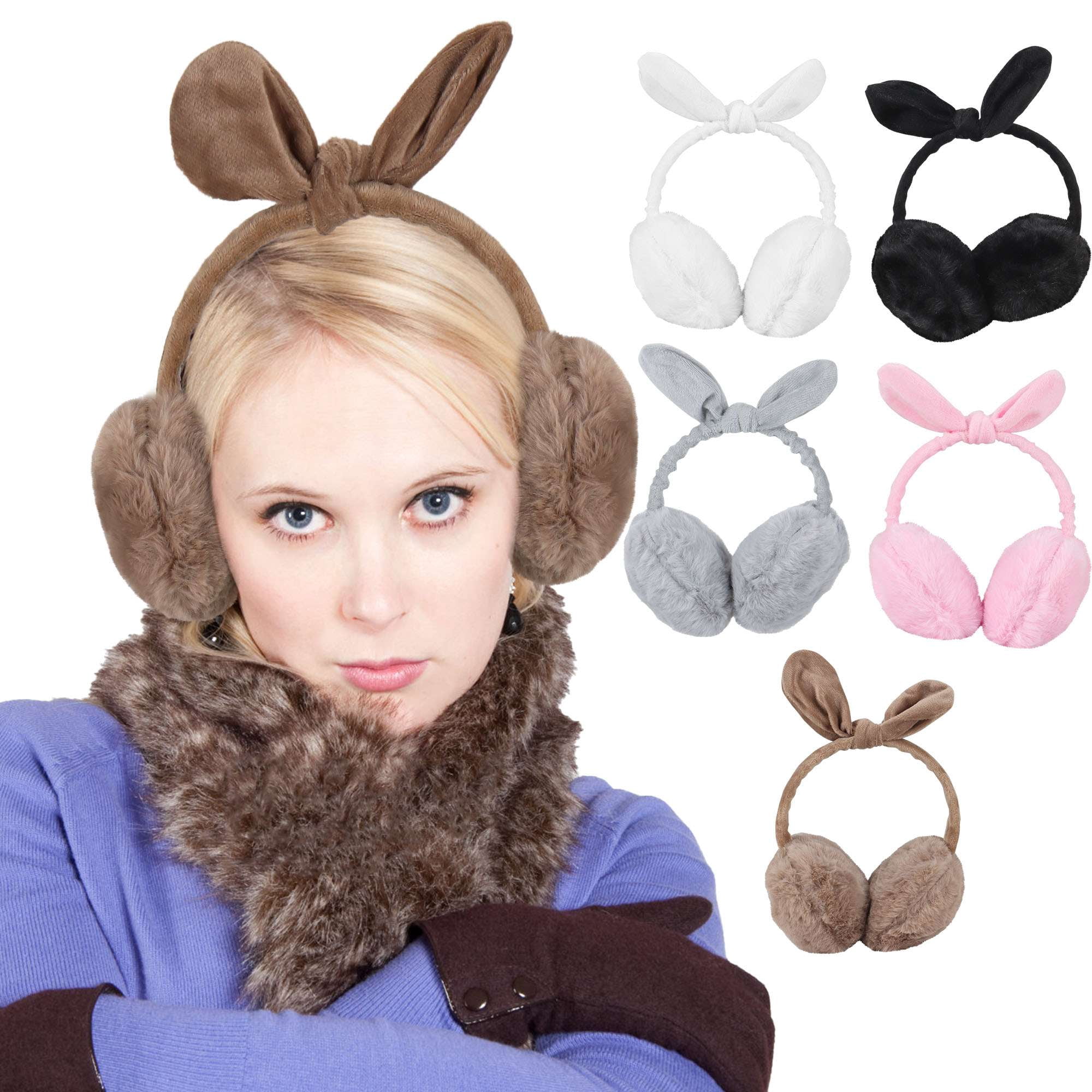 Deago Women Winter Earmuffs Girl Ski Adjustable Ear Covers for Cute Bow ...