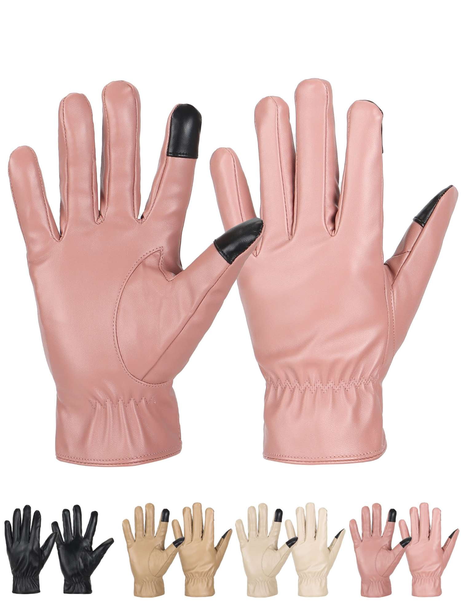 Deago Women Winter Gloves with Touchscreen Fingers PU Leather Fleece ...