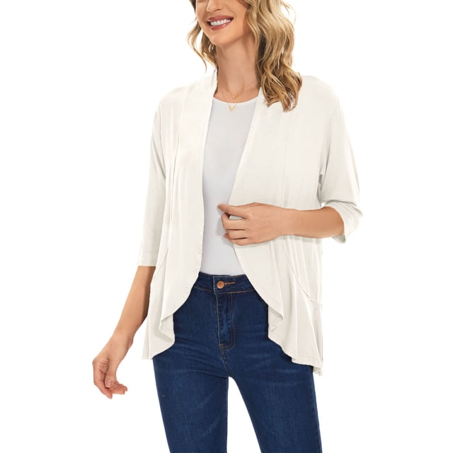 Deago Women's Casual Lightweight Open Front Cardigans Soft Draped ...