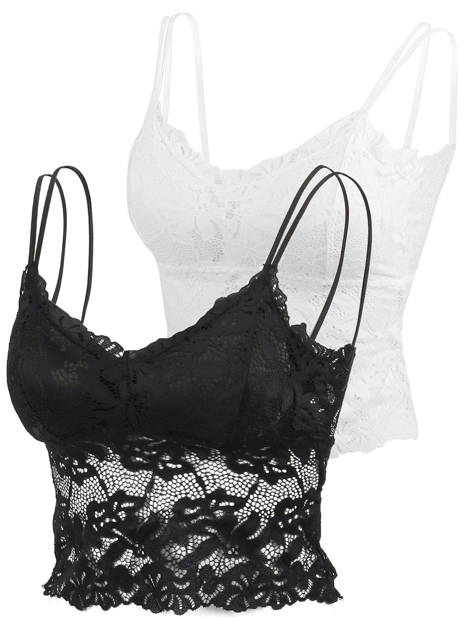 Deago Women's Floral Lace Bralette Deep V Sexy Racerback Lace Bra with ...