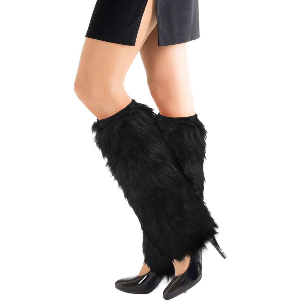 Deago Womens Faux Fur Leg Warmer Winter Sexy Furry Fuzzy Long Boot ...