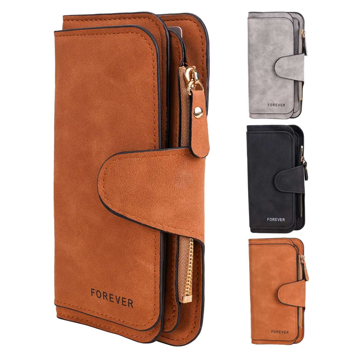 Deago Womens Long PU Leather Wallet Large Capacity Trifold Clutch Purse ...