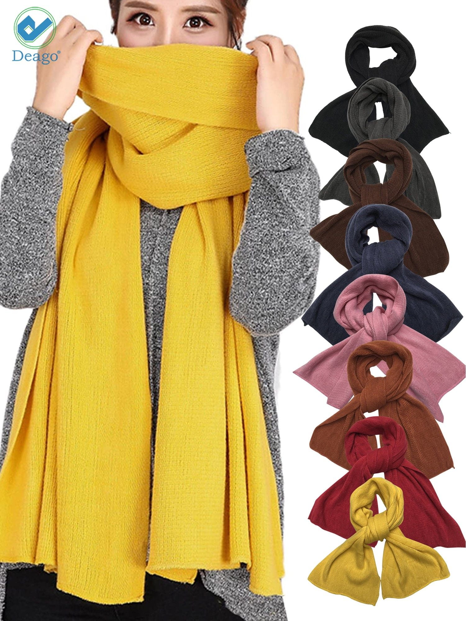 Deago Womens Warm Long Shawl Winter Warm Infinity Scarves Set Blanket ...