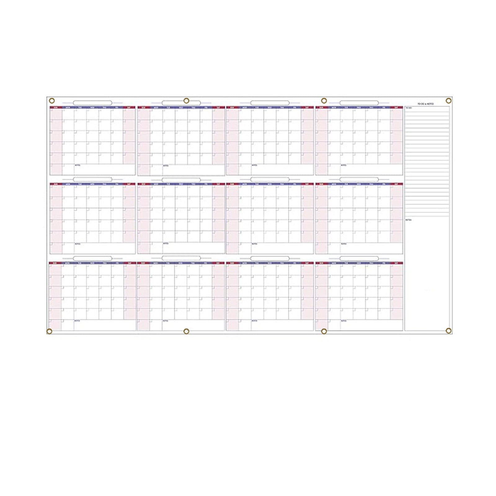 Deal! 34" X 59" Calendar For Wall Undated Wall Calendar Erasable Extra ...