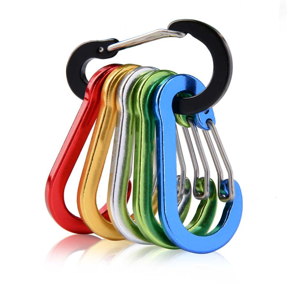 6Pcs Carabiner Spring Clip D Shape Lock Hiking Backpacking Tool Sport ...