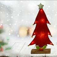 Tabletop LED Battery Operated Pre-lit Christmas Tree 13 Inch Timer Red ...
