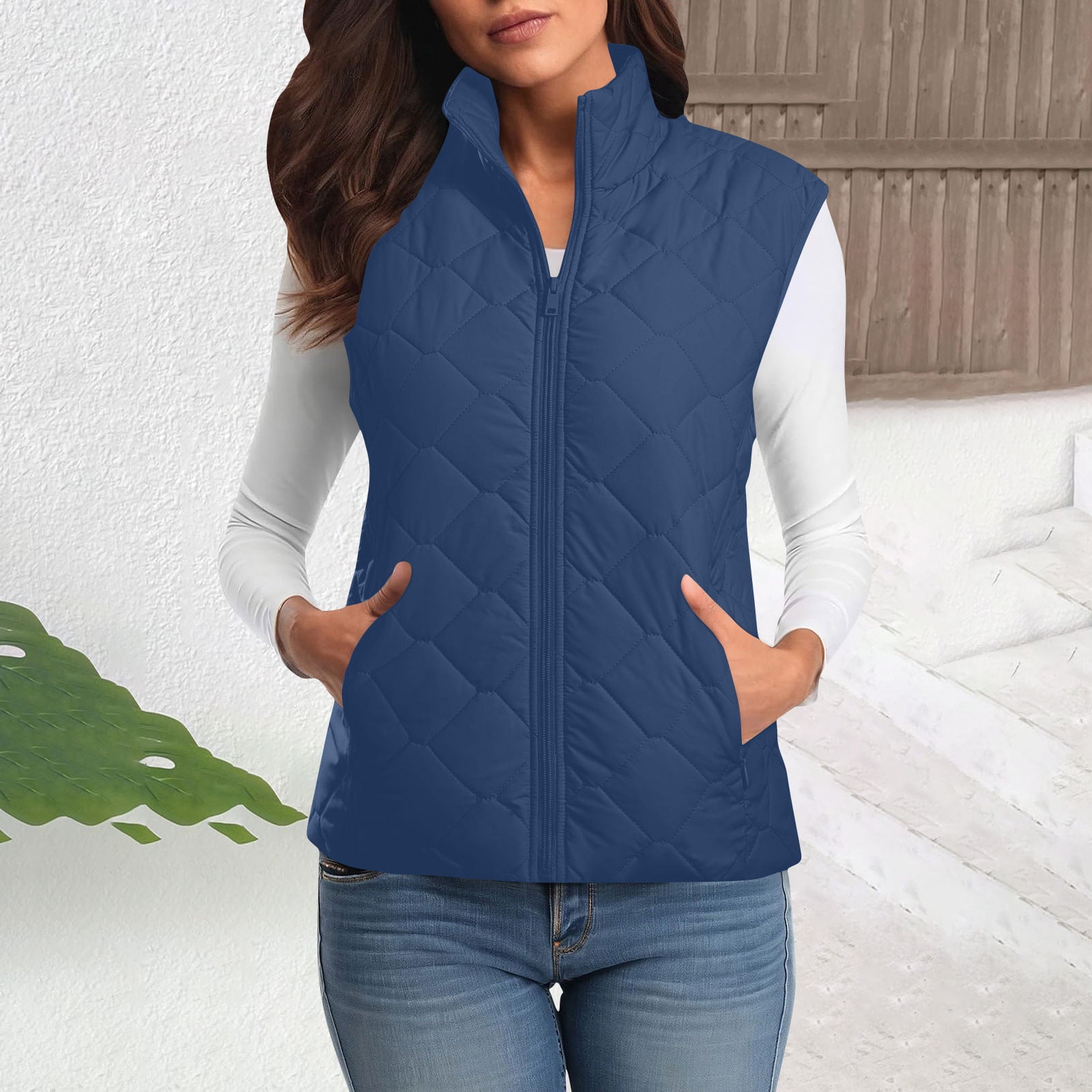 Womens Puffer Vest Sleeveless Puffy Cropped Vests Womens Ladies Winter ...