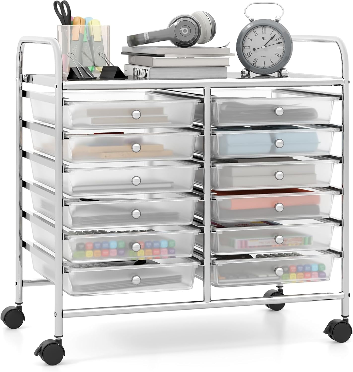 DealNest 12 Drawers Rolling Cart, Mobile Storage Drawer Cart, Classroom ...