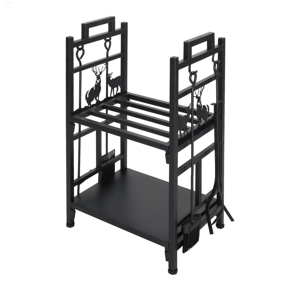 DealNest 2 Tier Firewood Log Rack, Iron Lumber Storage Holder, Wood ...