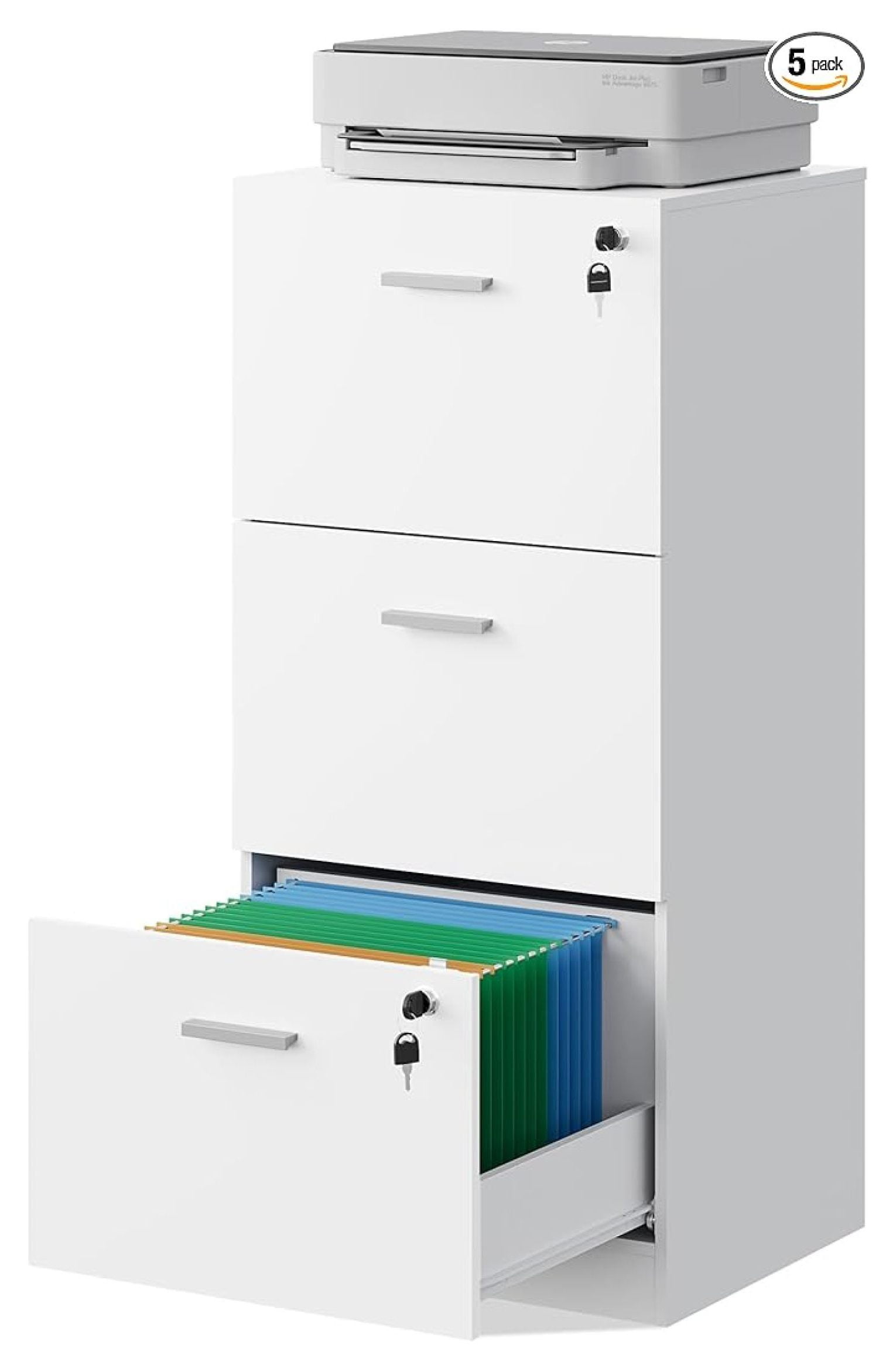 DealNest 3 Drawer File Cabinet with Lock, Vertical Wood Filing Cabinet ...