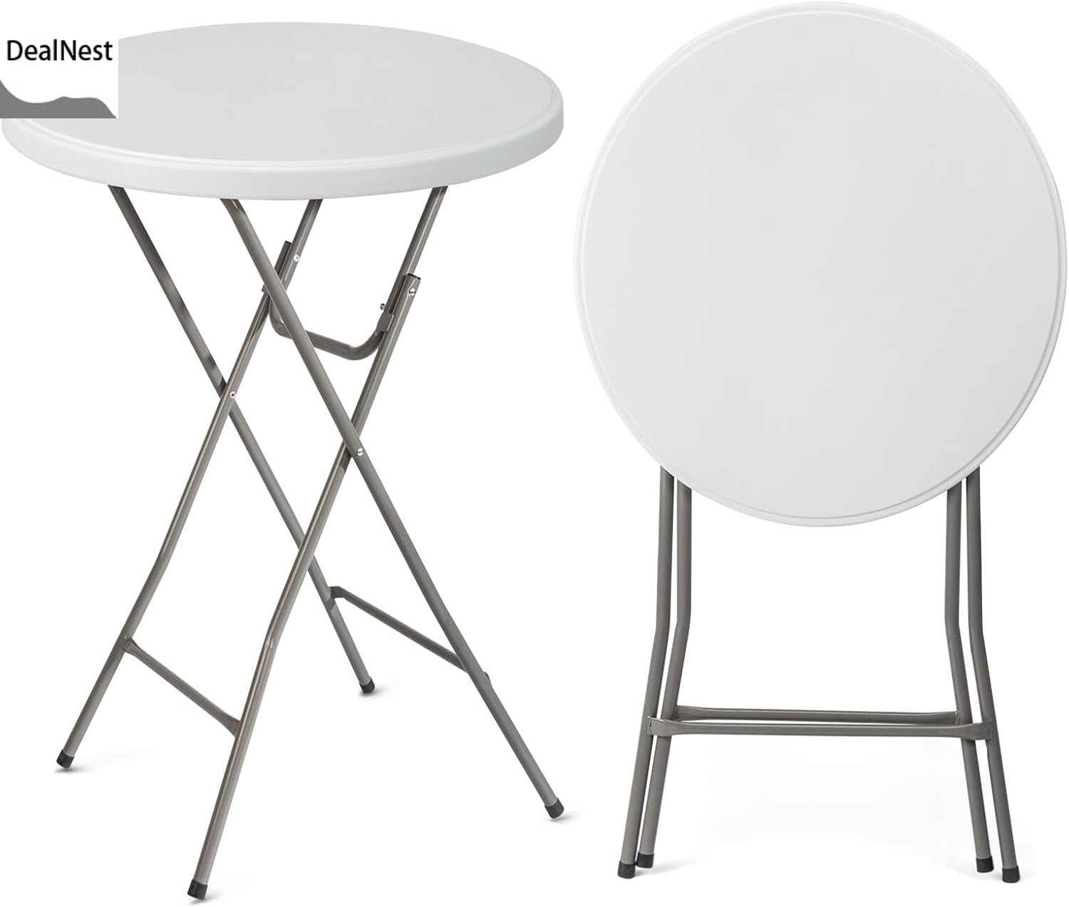 DealNest 32" Plastic Folding Round Table Bar Height, HDPE Matrial with ...