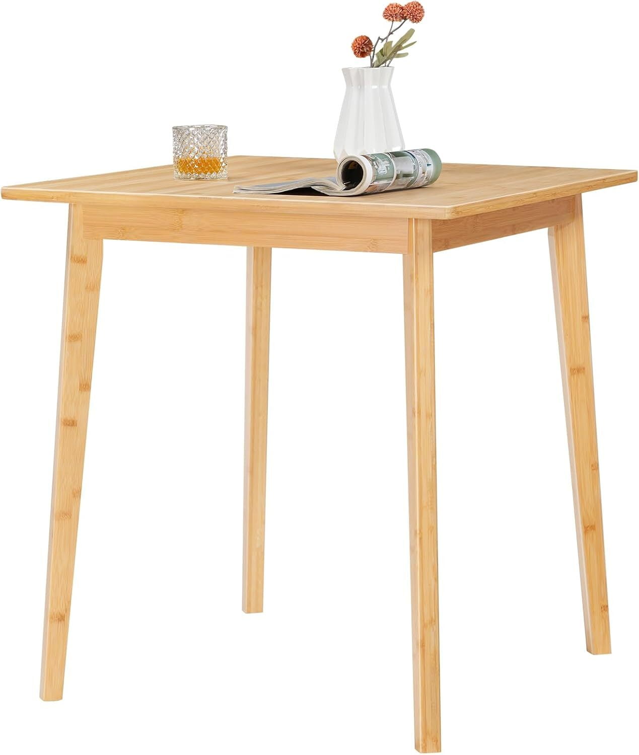 DealNest Bamboo Dining Table, Square Dining Table for 2, Kitchen Table ...