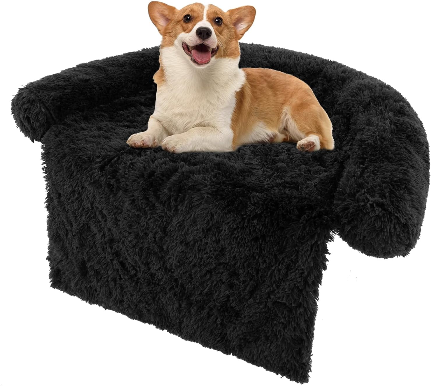 DealNest Calming Dog Bed - Fluffy Plush Pet Bed for Couch, Removable ...