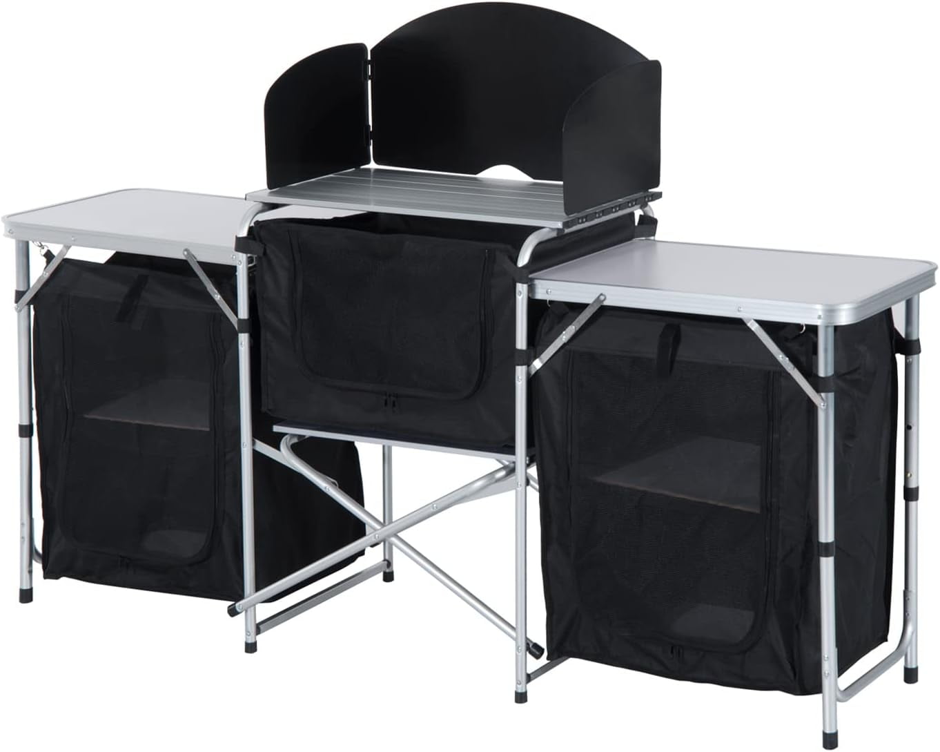 DealNest Camping Kitchen Table, Aluminum Portable Outdoor Cooking Table ...