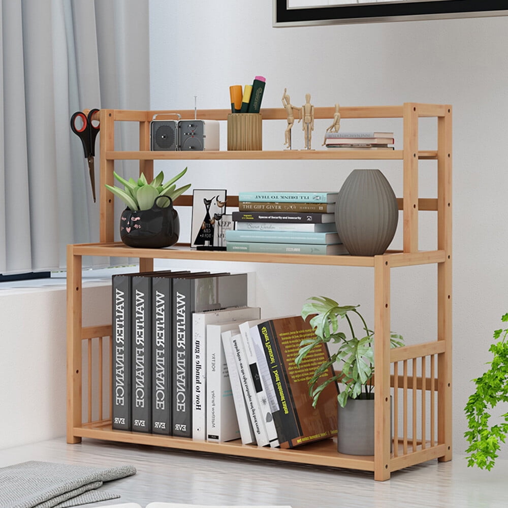 DealNest Desktop Pen Pencil Storage Rack Bamboo Bookshelf Files ...