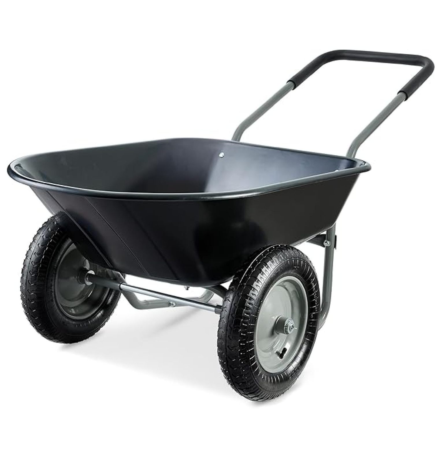 DealNest Dual-Wheel Home Utility Yard Wheelbarrow Garden Cart w/Built ...