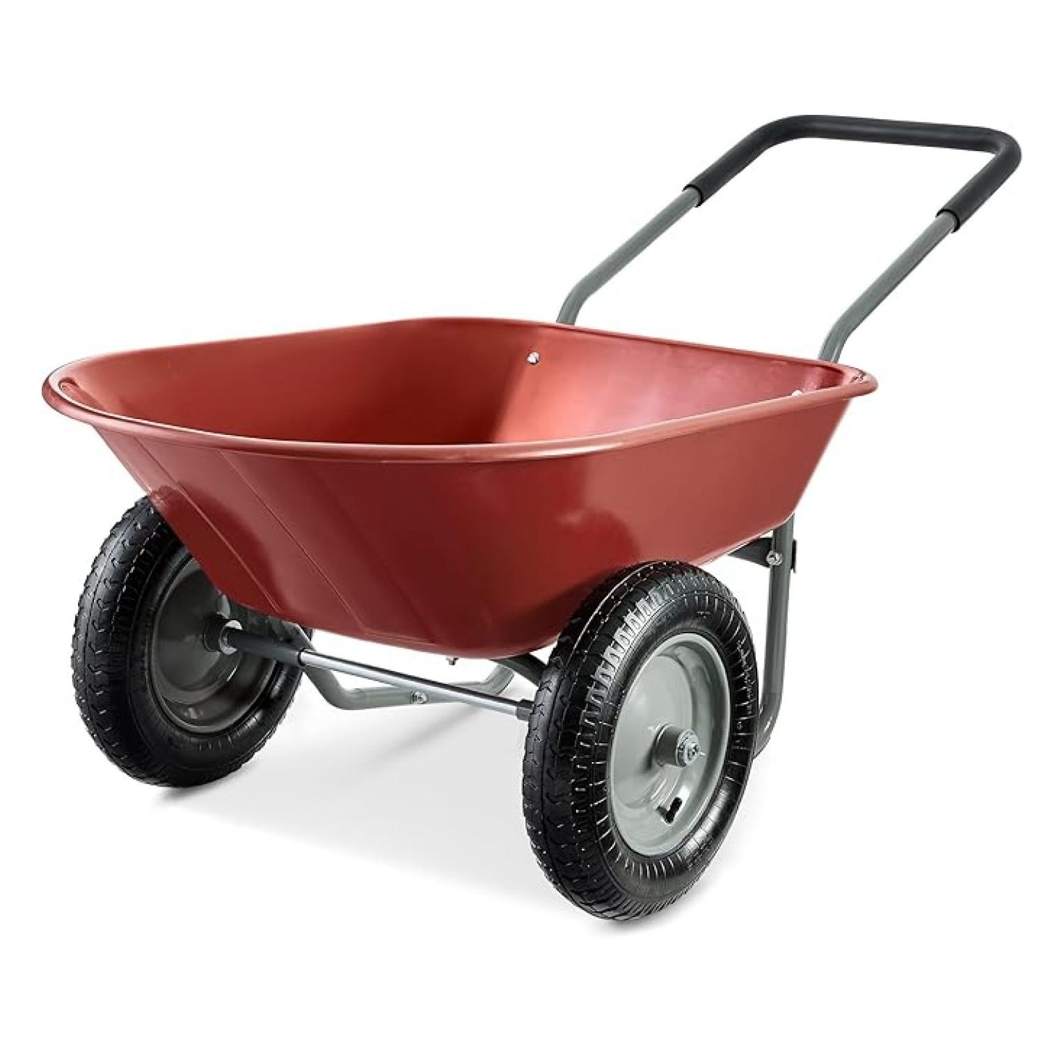 DealNest Dual-Wheel Home Utility Yard Wheelbarrow Garden Cart w/Built ...